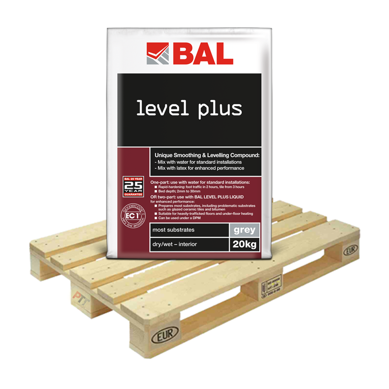 BAL Level Plus Unique Smoothing & Levelling Compound 20kg Full Pallet (48 Bags Tail Lift) | Warm ...